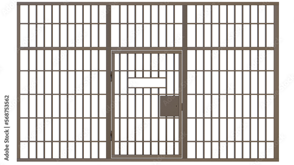 Prison metal bars, closed cell door and keys. 3D Prison cells, Iron ...