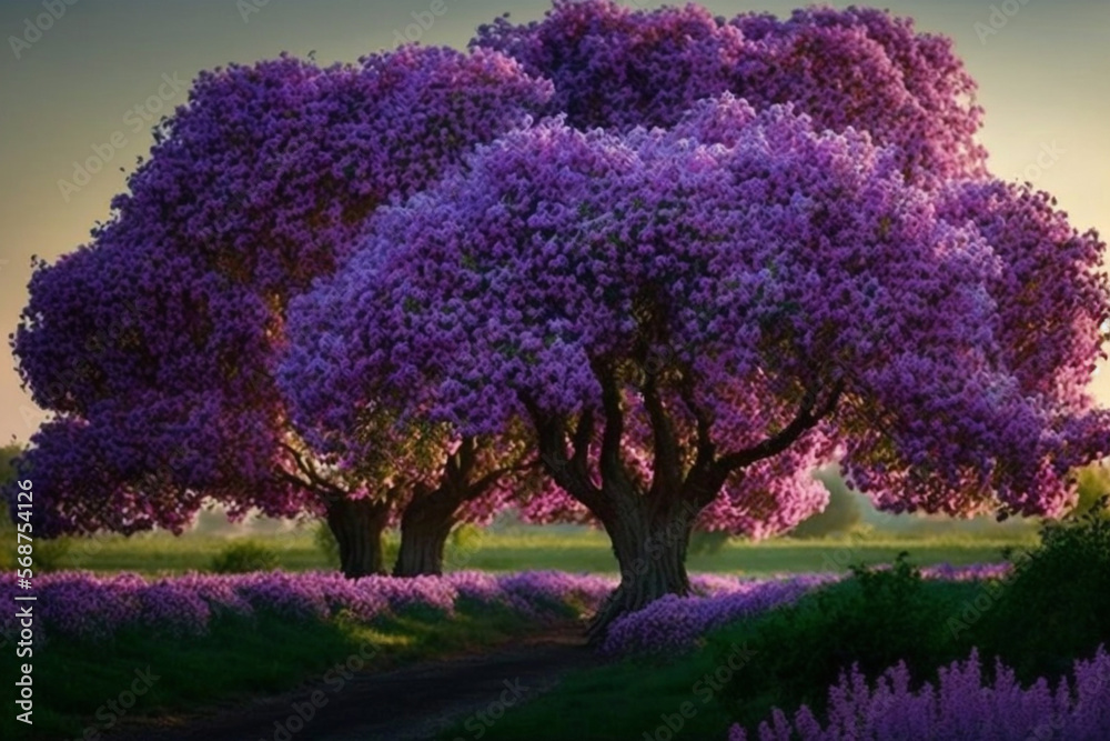 Stock-Illustration „Delicate Sea of Lilacs: Sun-kissed clusters of ...