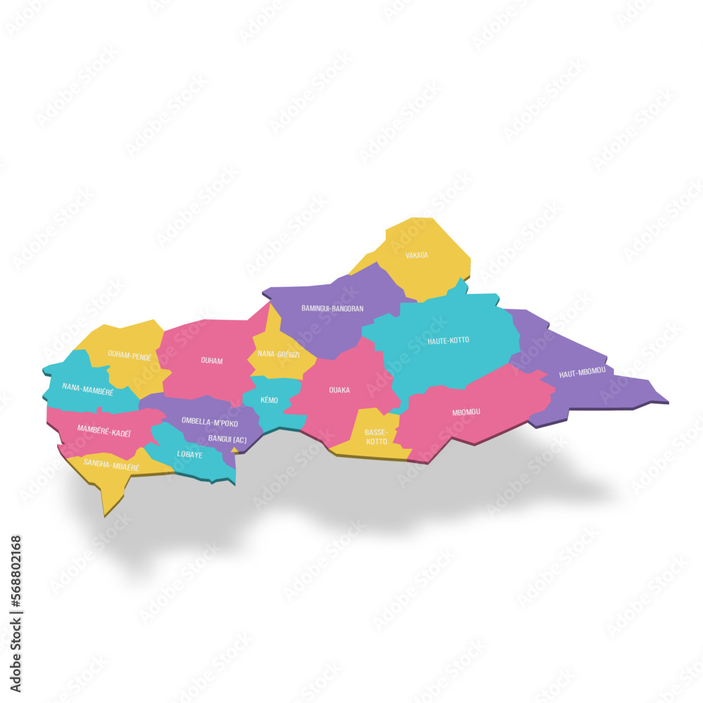 Central African Republic political map of administrative divisions ...