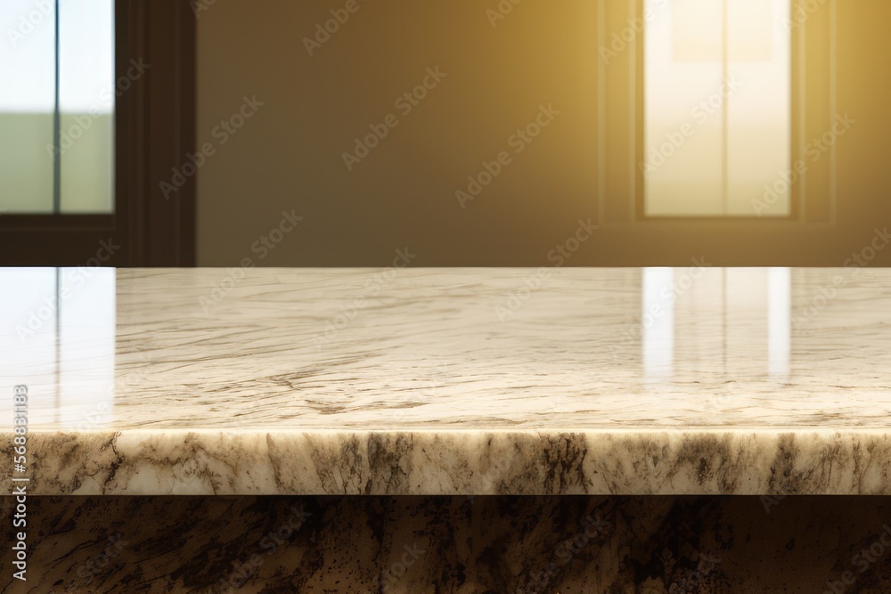 High-Resolution Mock-Up Image of an Empty Marble Table on a Kitchen ...