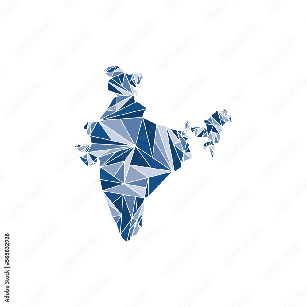 India Map In Geometric Polygonal Style Design Background, World Map ...