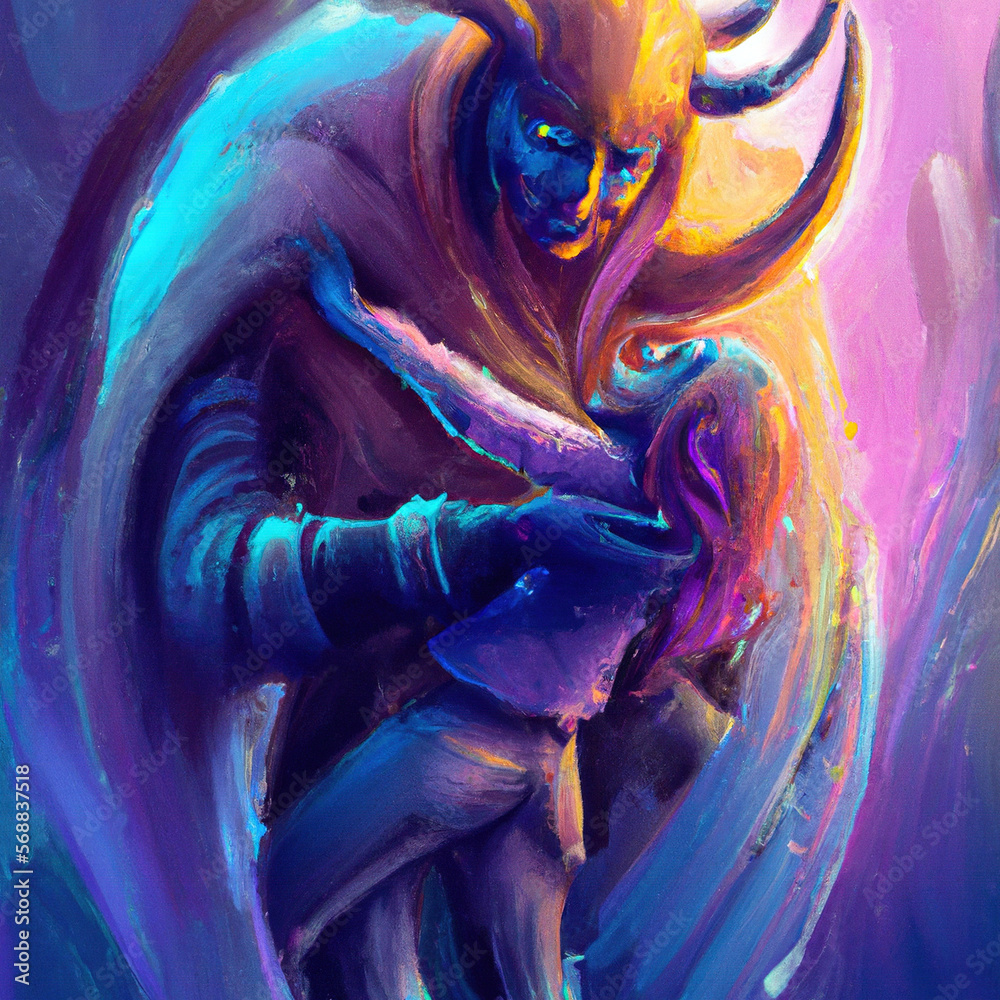 Stock-Illustration An male alien monster captures and holds prisoner a ...