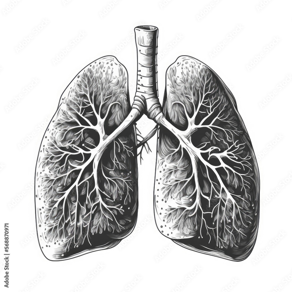 Human health medical. Anatomical human lungs- sketch isolated on white ... Human health medical. Anatomical human lungs- sketch isolated on white ...