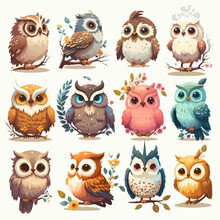 Colorful Owl Clip Art
