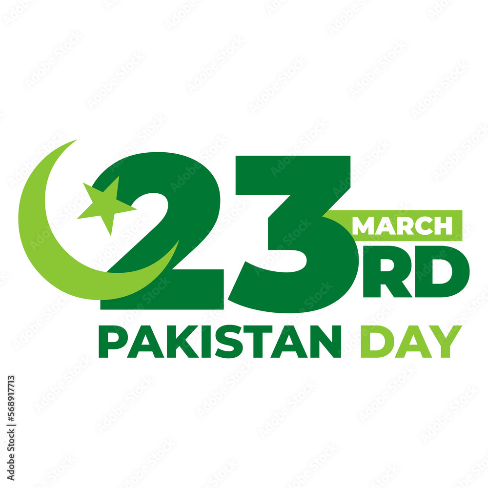 23rd March Pakistan Day Design Concept on Transparent Background Stock ...