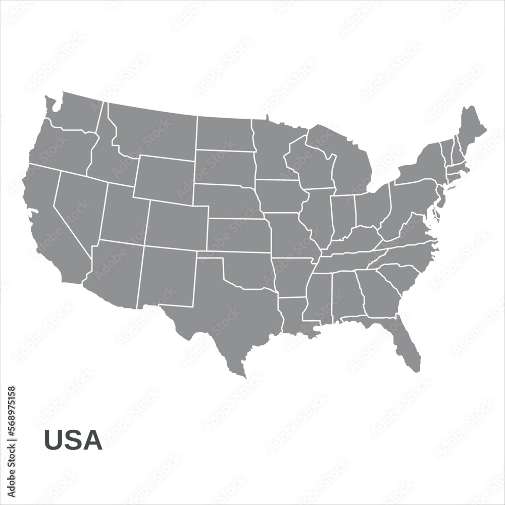 America map vector drawing on a white background. Vector illustration ...