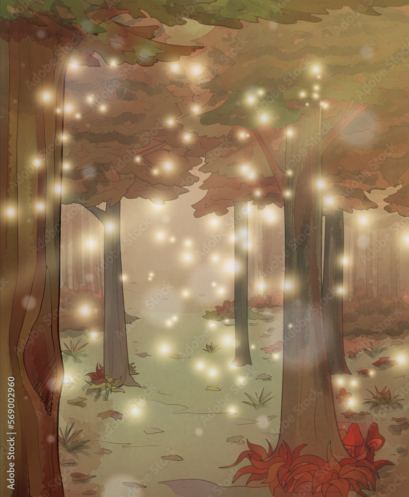 Magical Fantasy Forest with Fairy Sprites Illustration Concept Art ...