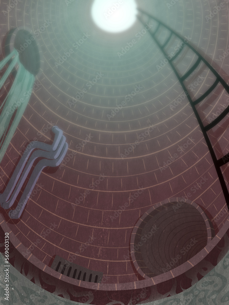 Underground Sewer Brick Tunnel Water System Cartoon Background ...
