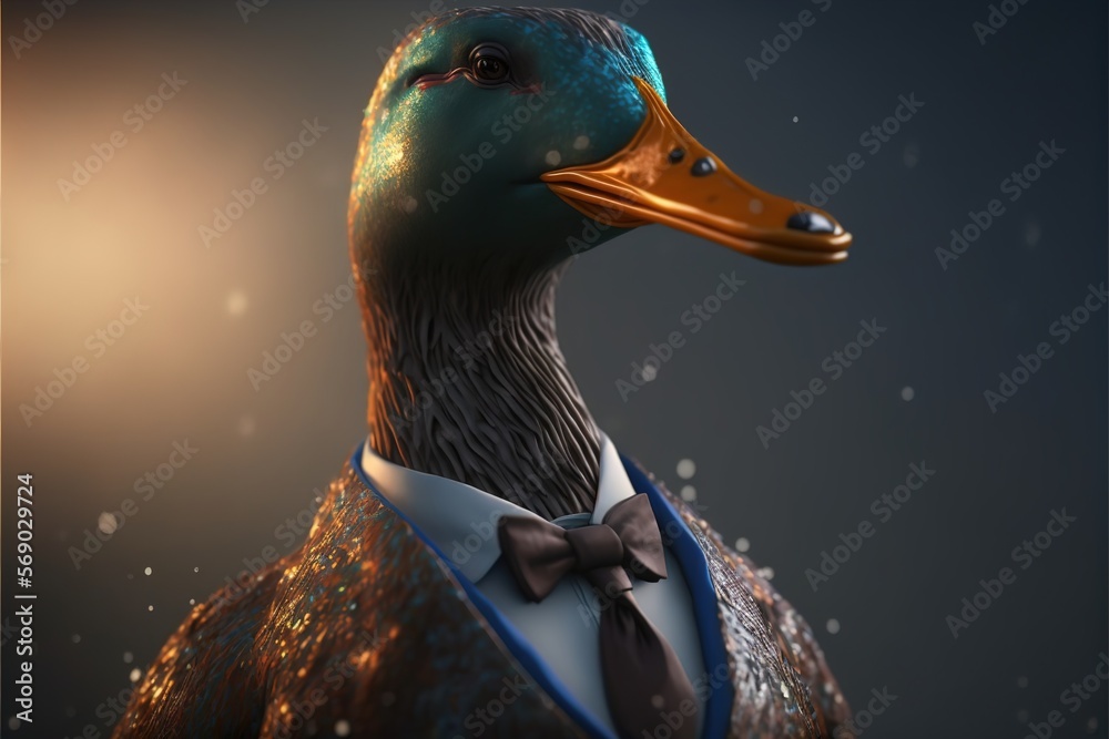duck animal in suit, isolated, business, personality type, animal types ...