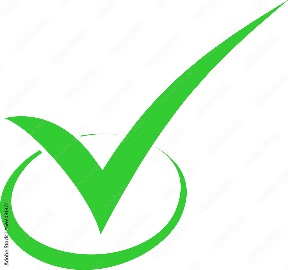 Green check mark icon symbol logo in little circle. Tick symbol green ...