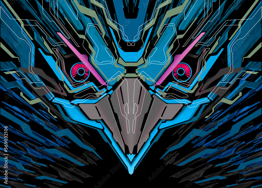 Cyberpunk Eagle Mecha Futuristic Background 49 Stock Illustration ...