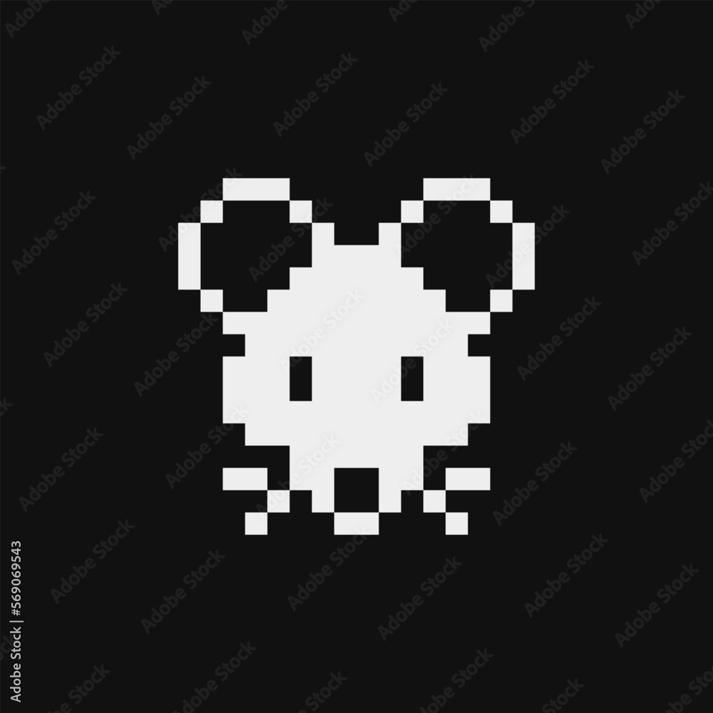 Vector de Stock Mouse head emoji. Pixel art character. Logo pet shop ...