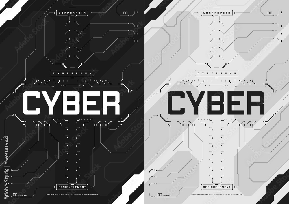 Cyberpunk futuristic poster set. Cyberpunk design for web and print ...