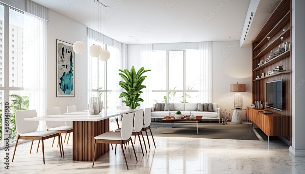 Elegant modern interior condominium with, contemporary Miami style ...