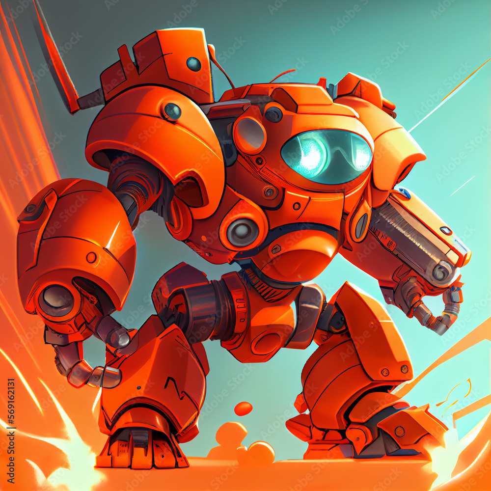 illustration of a robot comic character for graphic element/sticker/t ...