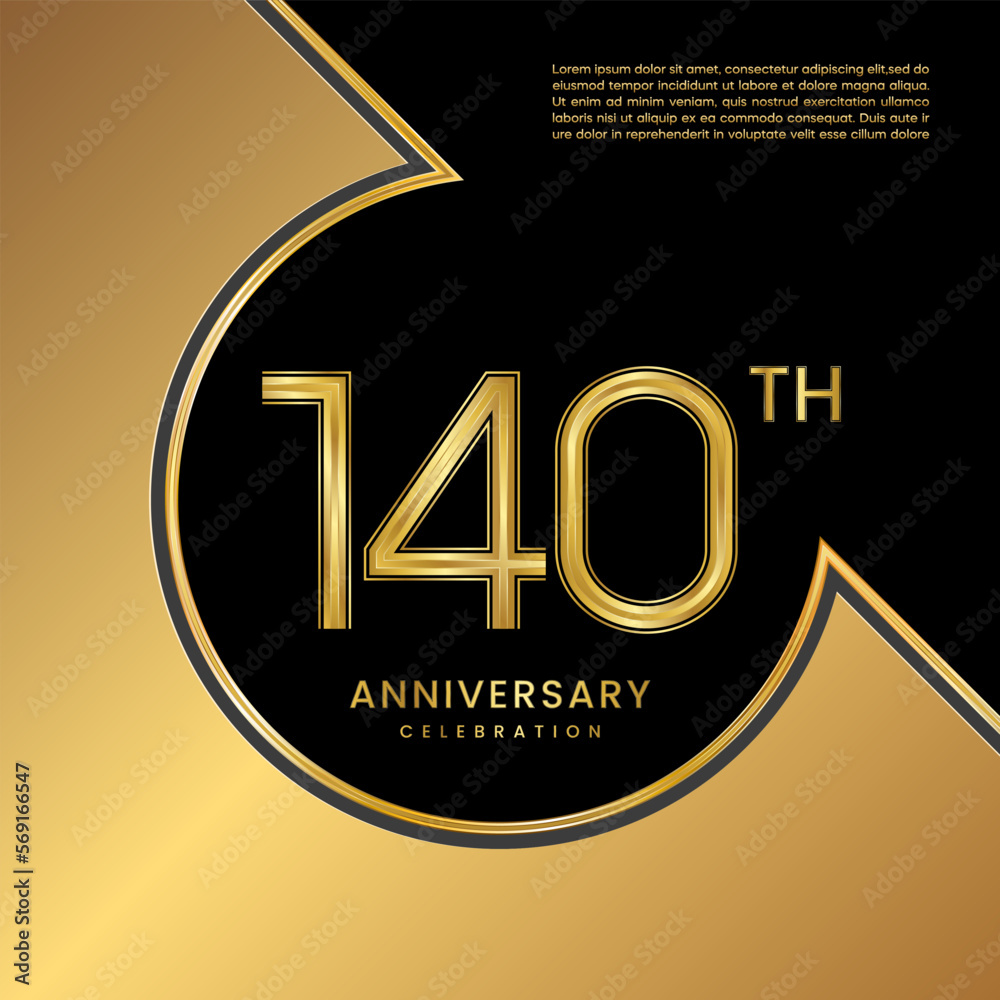 140th Anniversary Celebration. Logo design with gold color numbers for ...