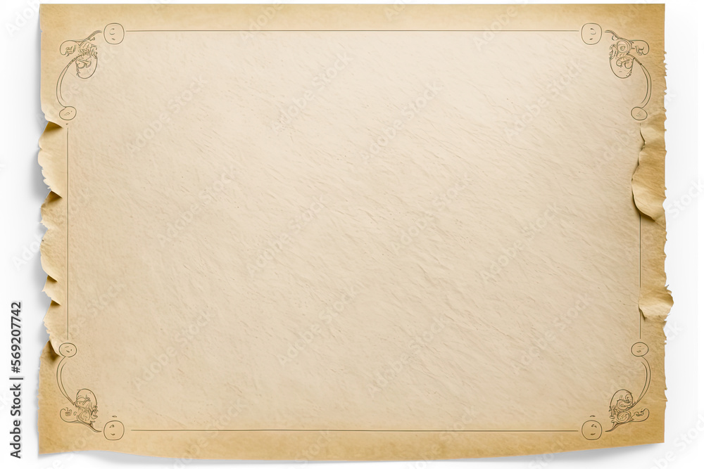 Mockup sheet of old parchment page on alpha transparent background, AI ...