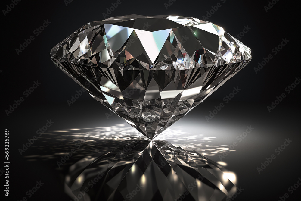 Shiny Diamond Isolated On White Background and Dark Reflection 3d ...