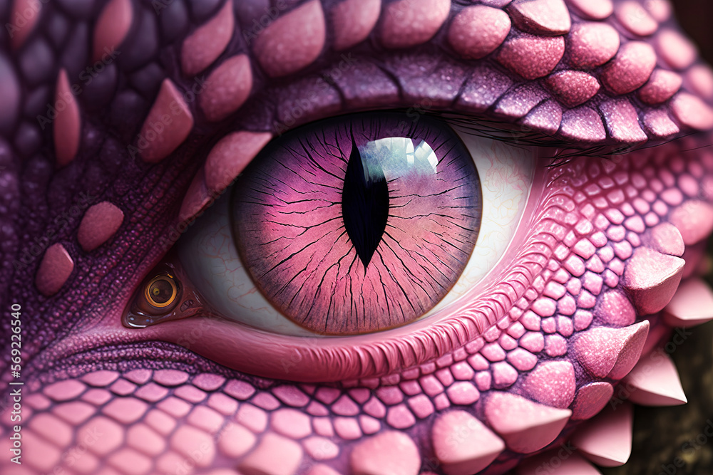 Eye of the dragon. Dragon eye ball abstract pretty pink scales close up ...