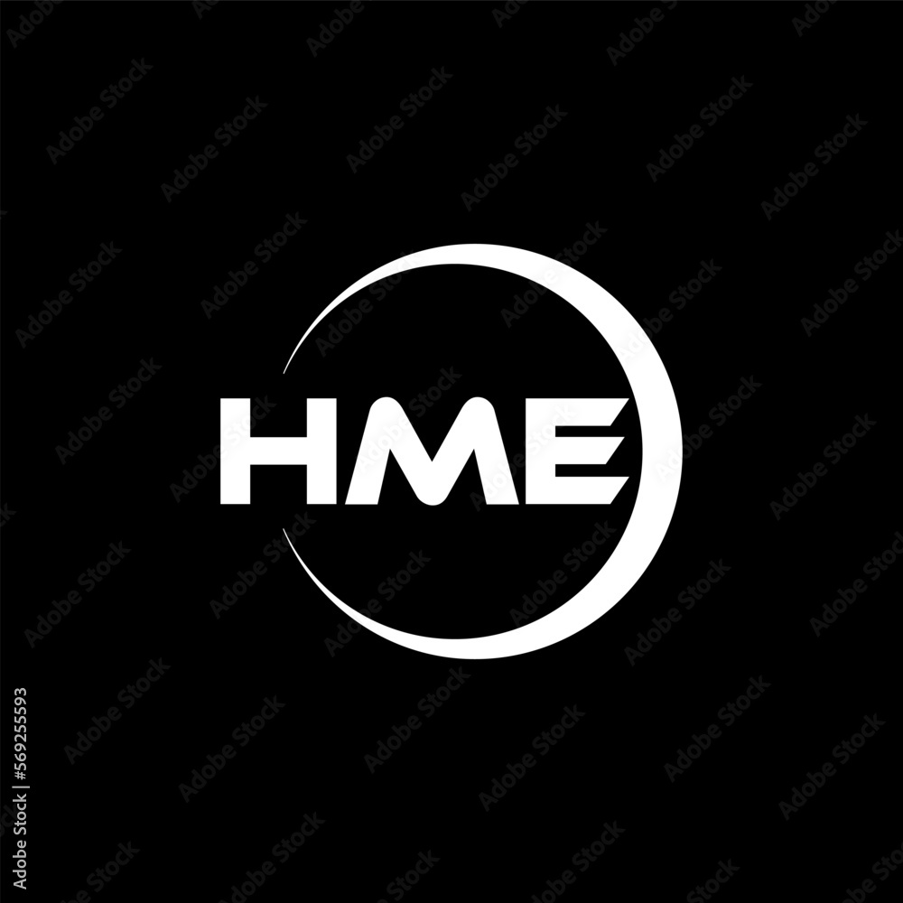 HME letter logo design with black background in illustrator, cube logo ...