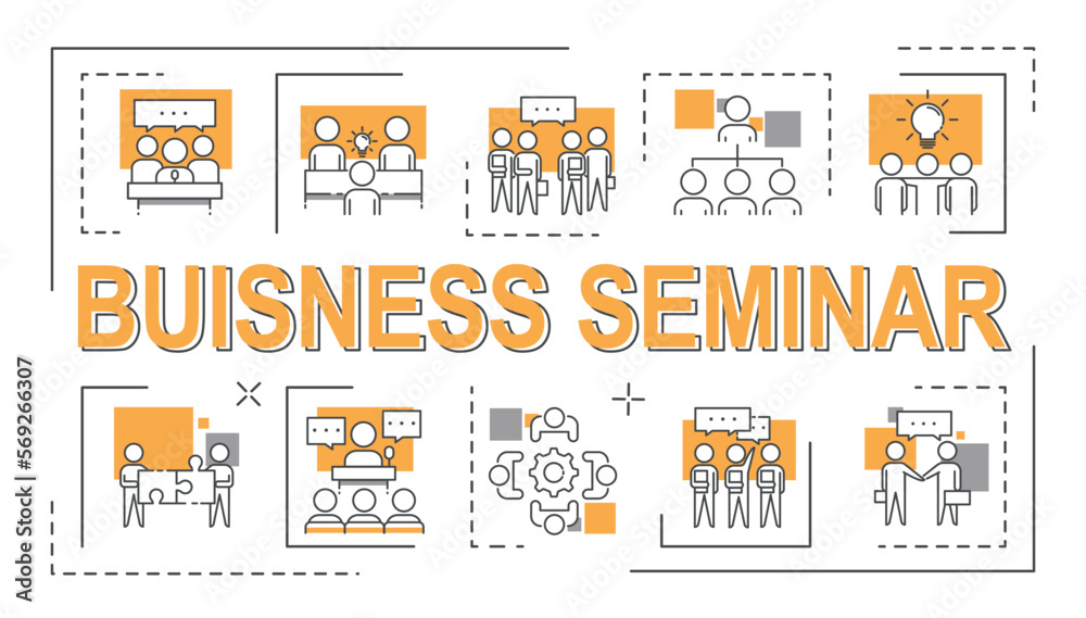 Business seminar banner. Collection of graphic elements for site ...