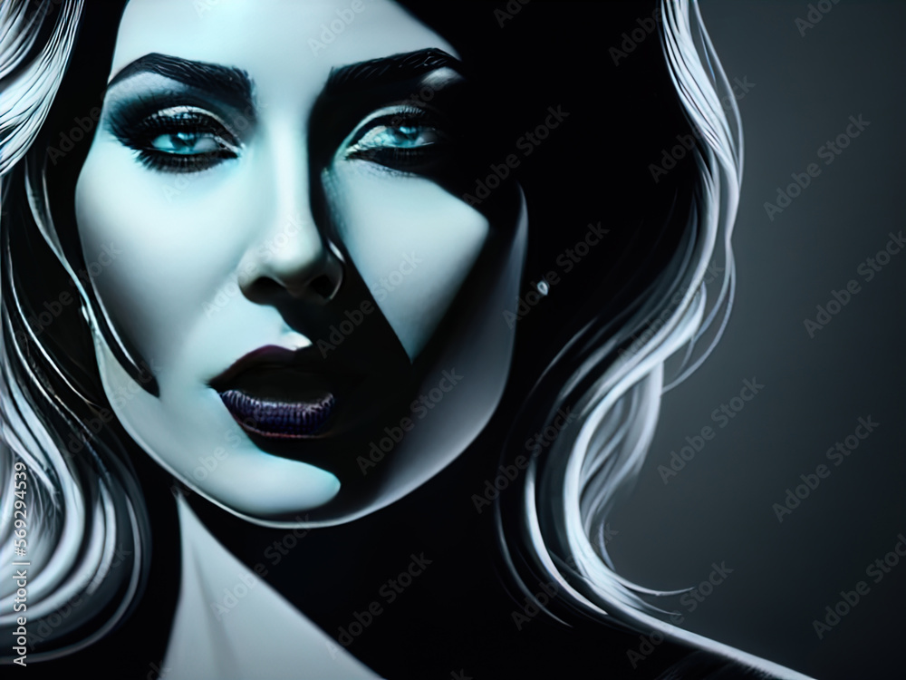 Femme fatale in film noir style portrait. Stock Illustration | Adobe Stock