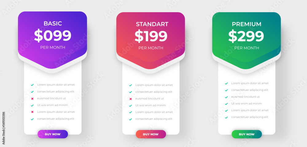 pricing table and pricing chart Price list vector template for web or ...