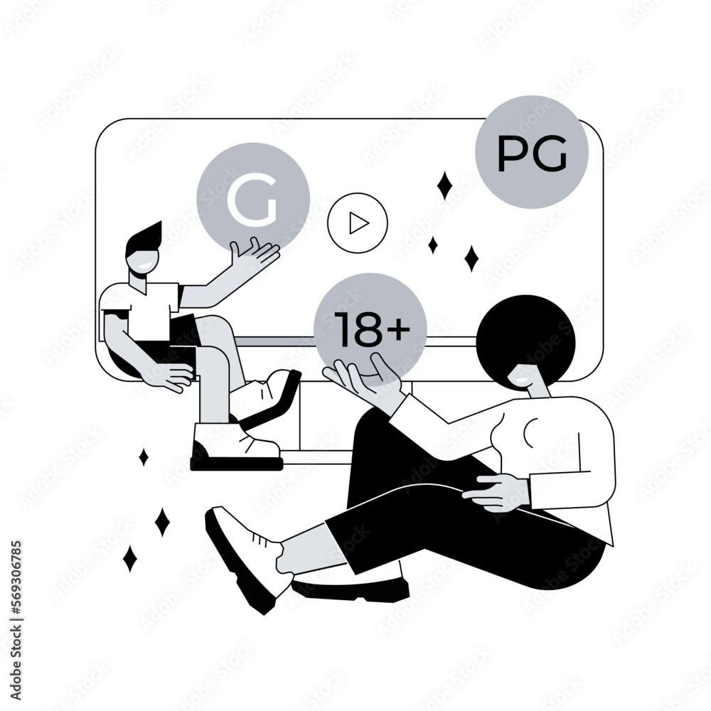 Content rating abstract concept vector illustration. Media and tv rating, content classification ...