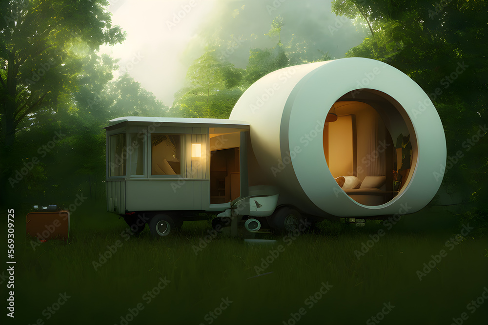Prefab modular eco homes. Concept art for architecture design ...