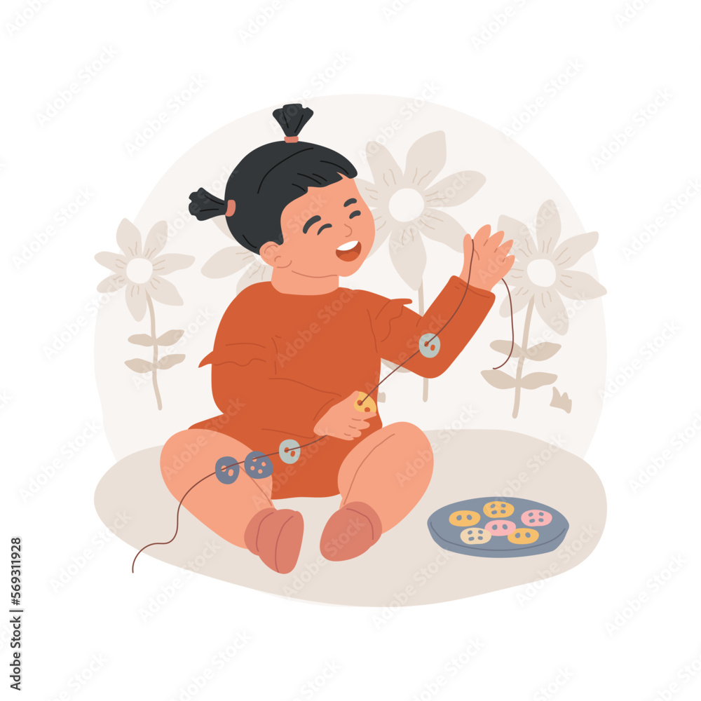 Vetor Threading and lacing isolated cartoon vector illustration. Child ...