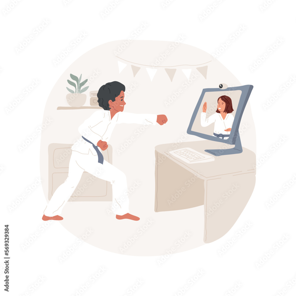 Martial arts class isolated cartoon vector illustration. Happy children ...