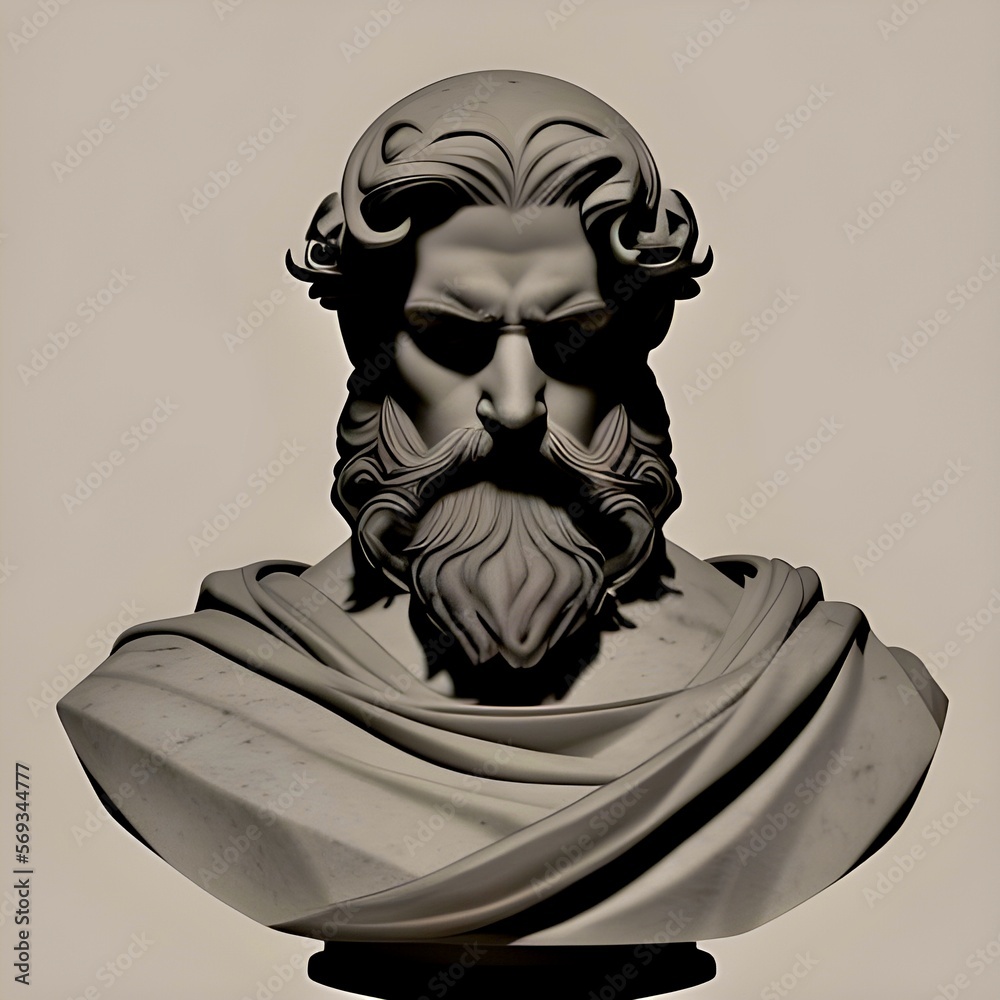 Generative AI image featuring a chiseled white marble statue bust of ...