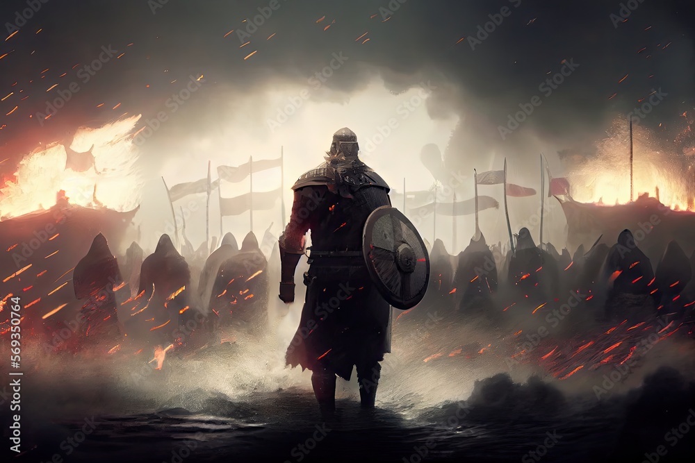 Stock-Illustration „Viking warriors, generals, and Normans fought fiercely at the Battle of the ...