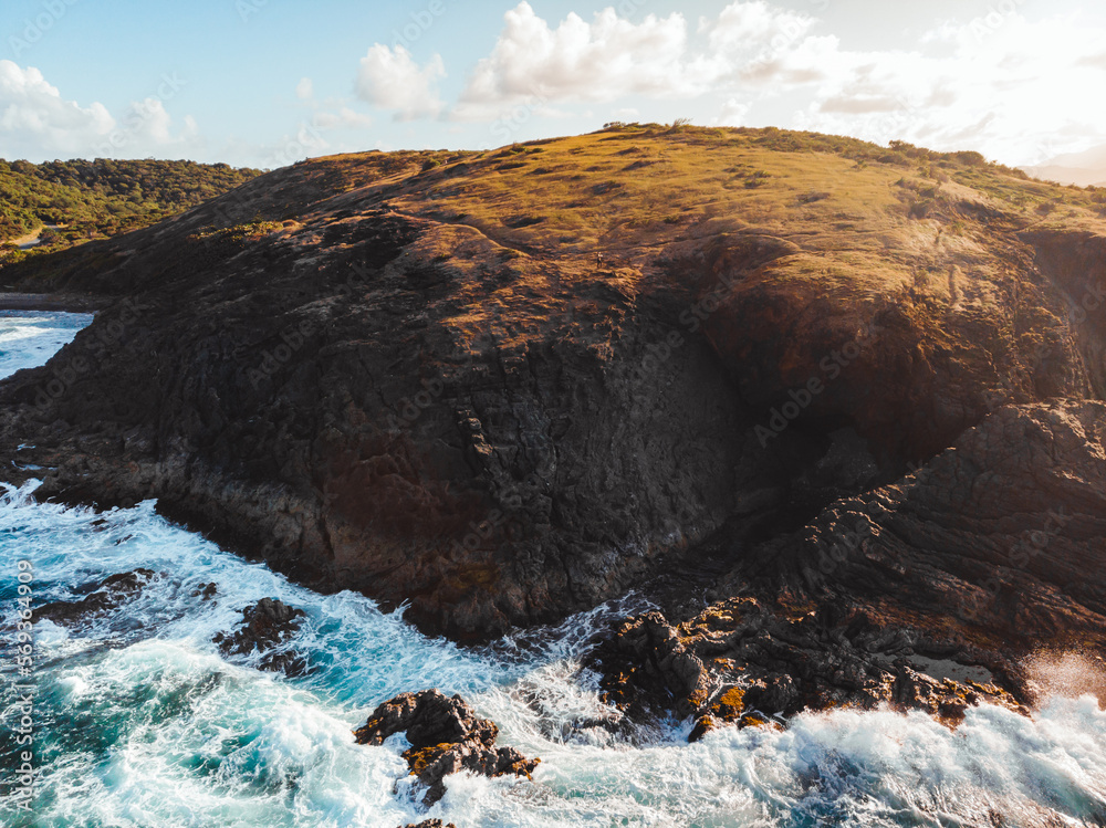 Beautiful island coast shore and water texture topdown known as la ...