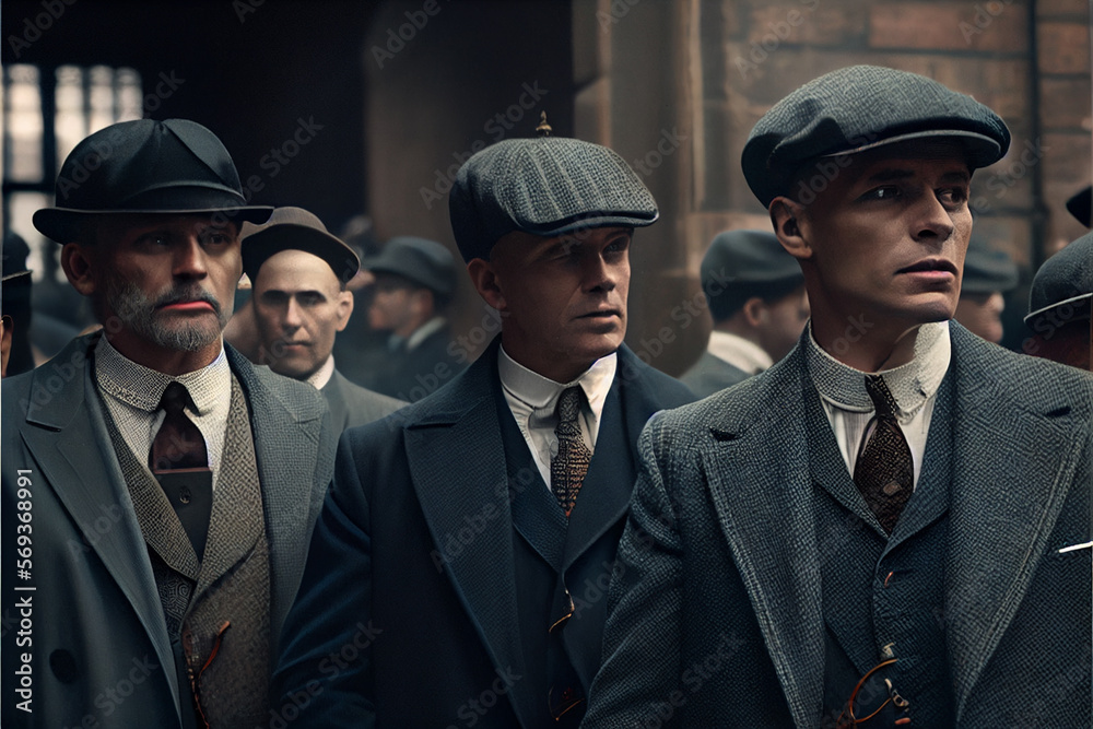 Stock-Illustration „Peaky Blinders mafia men style 1900s. Back view ...