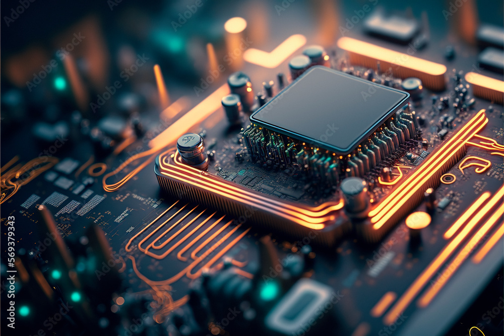 Central Computer Processors CPU concept. Motherboard digital chip. Tech ...