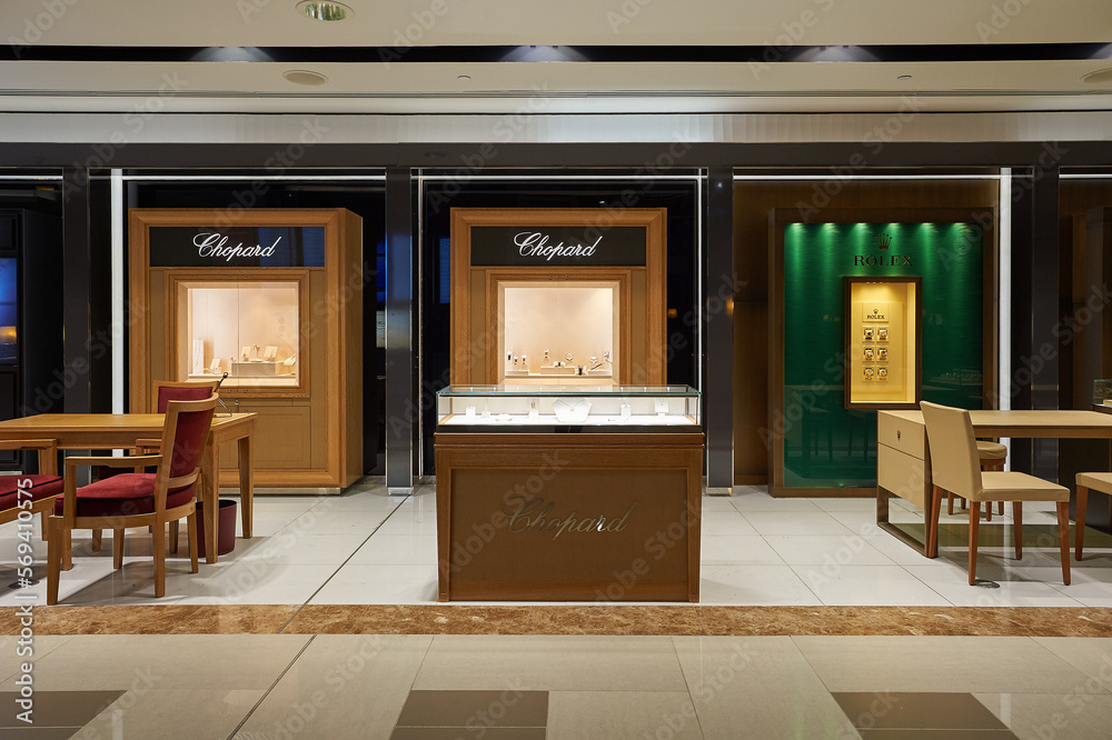 DUBAI, UAE - CIRCA MARCH, 2015: Chopard products displayed at Emirates ...
