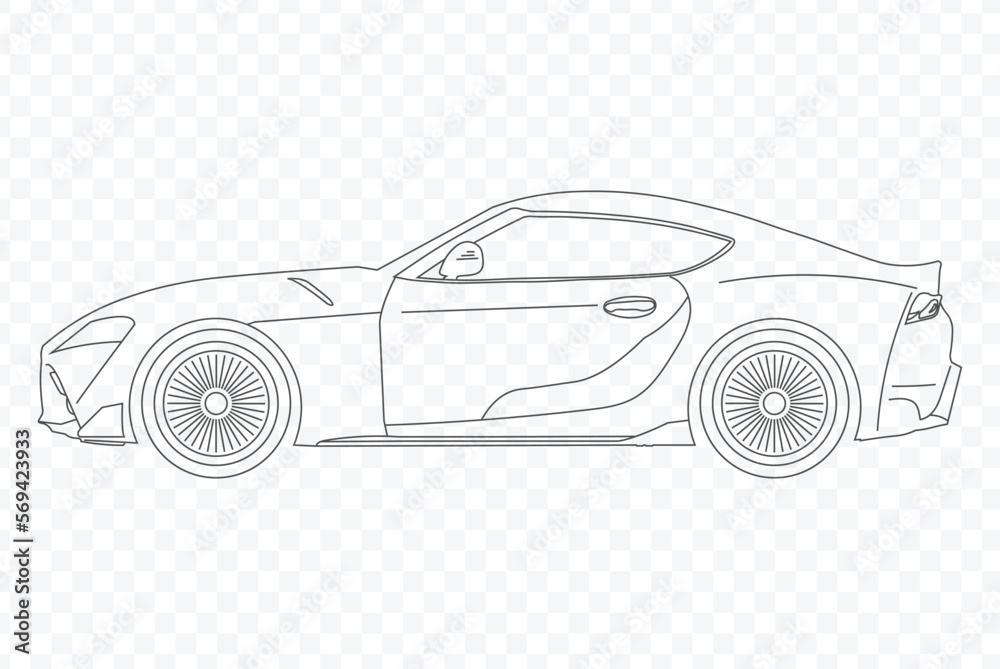 Vector contour car on transparent background. Car line art, Car outline ...
