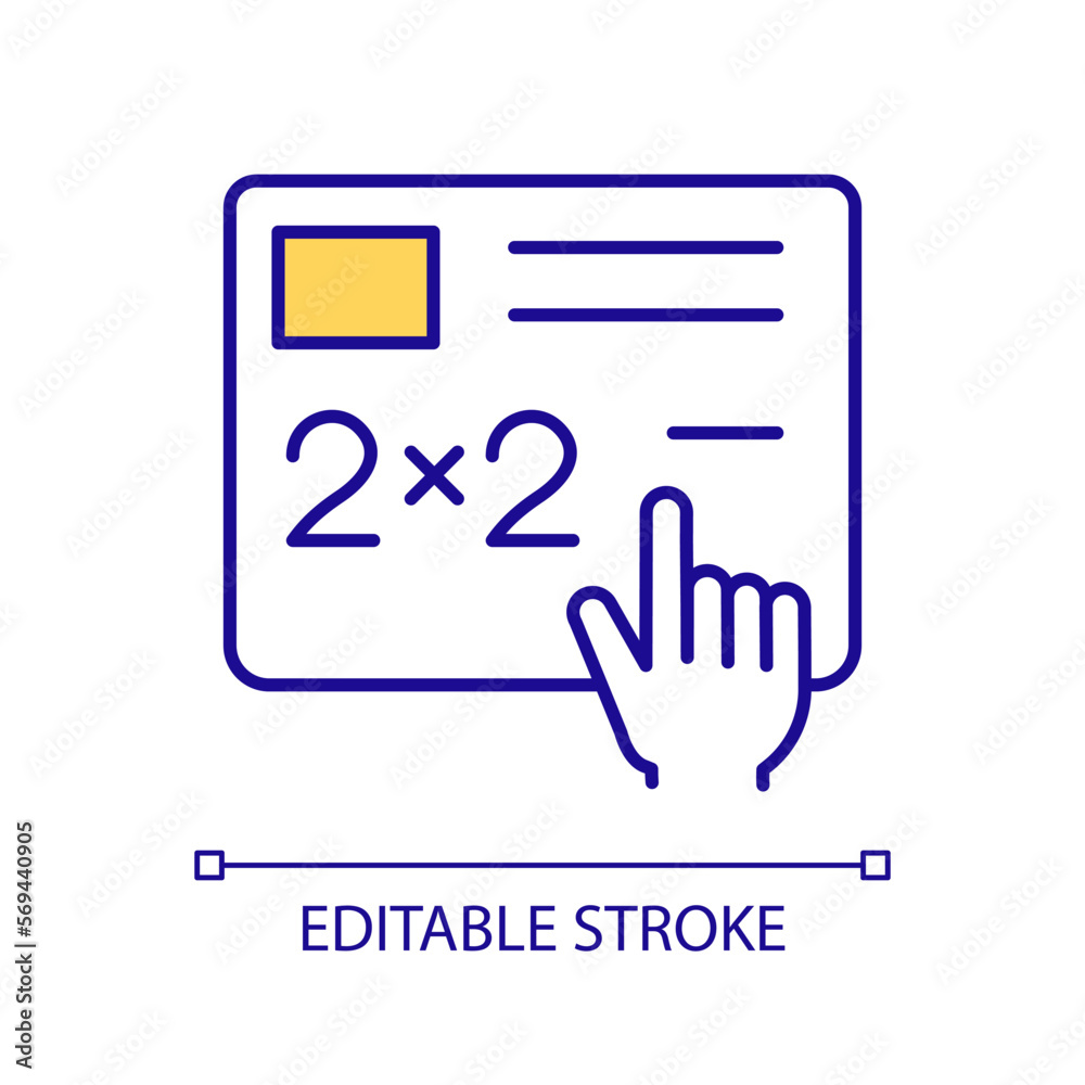 Mathematical task solving RGB color icon. Calculation on maths lesson ...