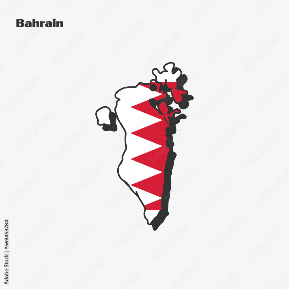 Bahrain Country Nation Flag Map Infographic Stock Vector | Adobe Stock