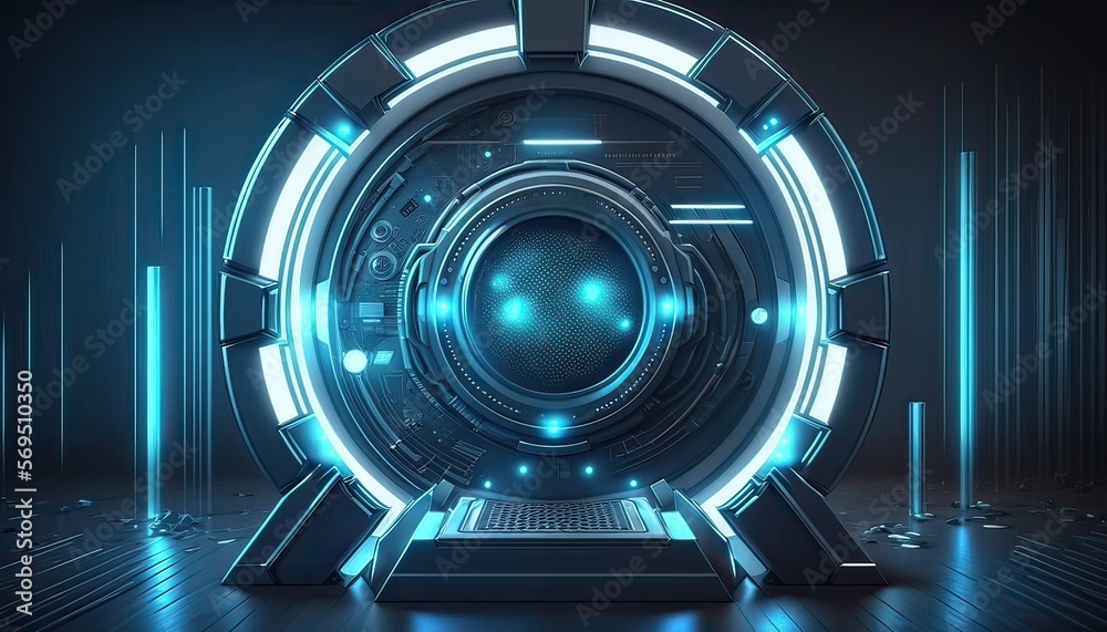 Abstract futuristic circles podium. Science technology machine. Graphic ...