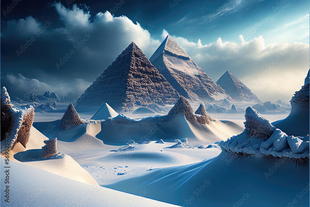Ancient Pyramids in Snow, Egypt Pyramid in Winter, Global Cooling ...