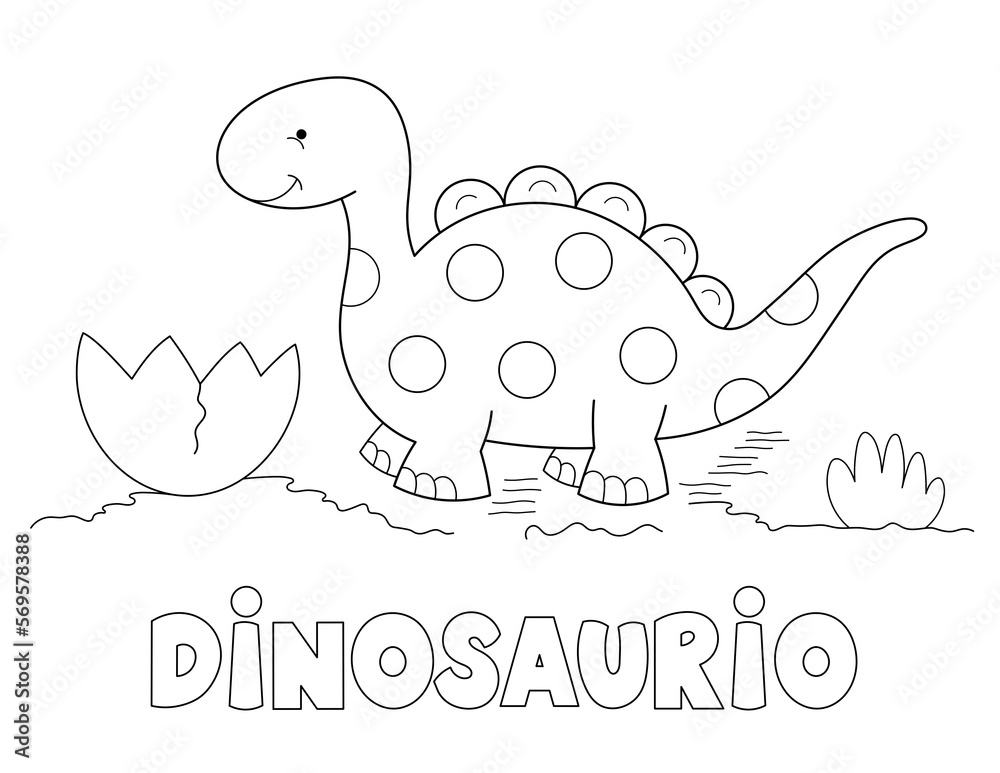 spanish word for dinosaur. educational coloring page for kids. you can ...