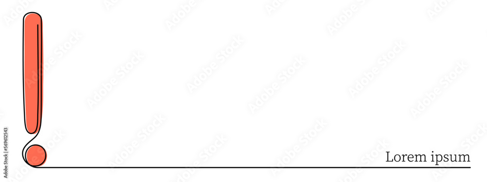 Exclamation mark one line art,hand drawn admiration sign,idea ...