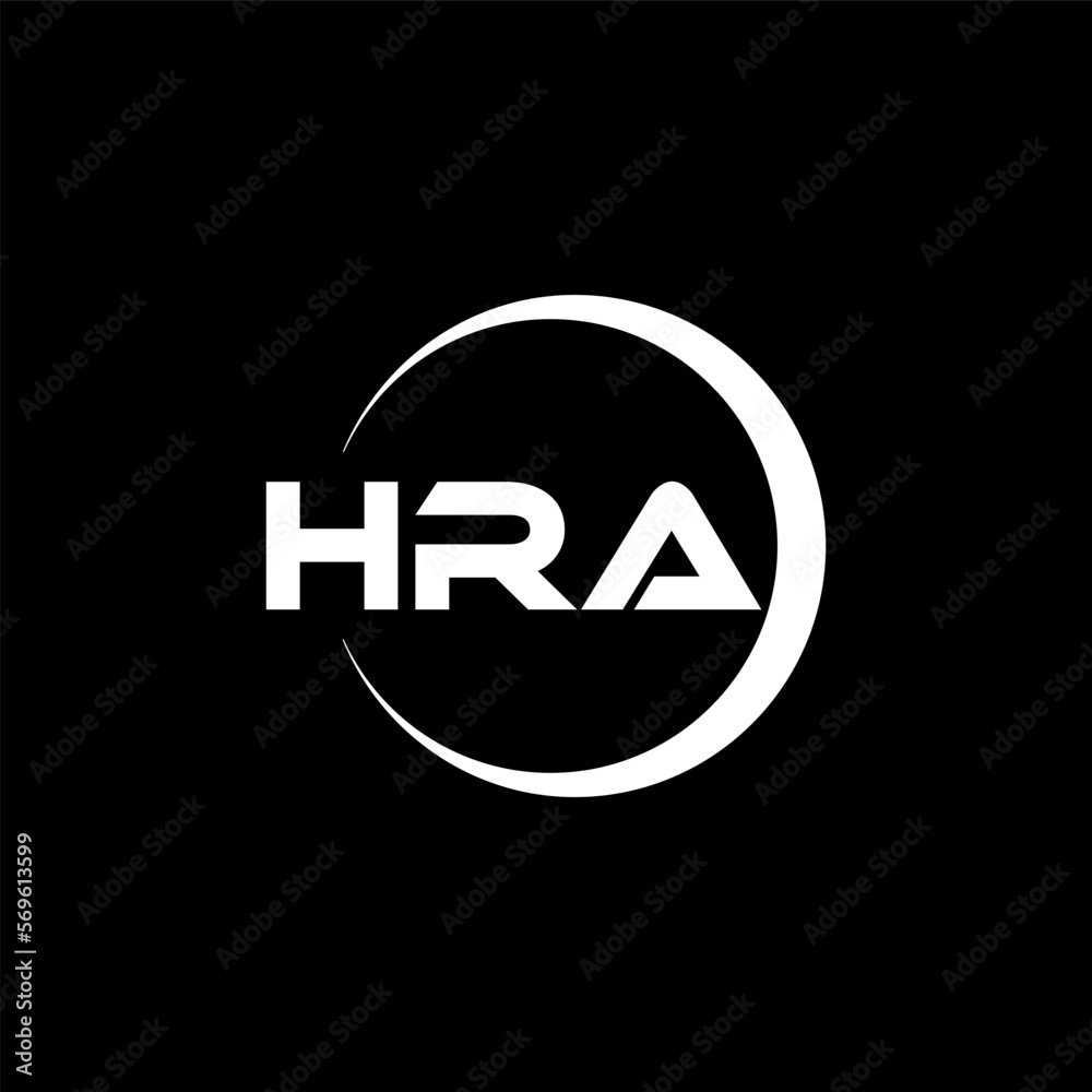 HRA letter logo design with black background in illustrator, cube logo ...