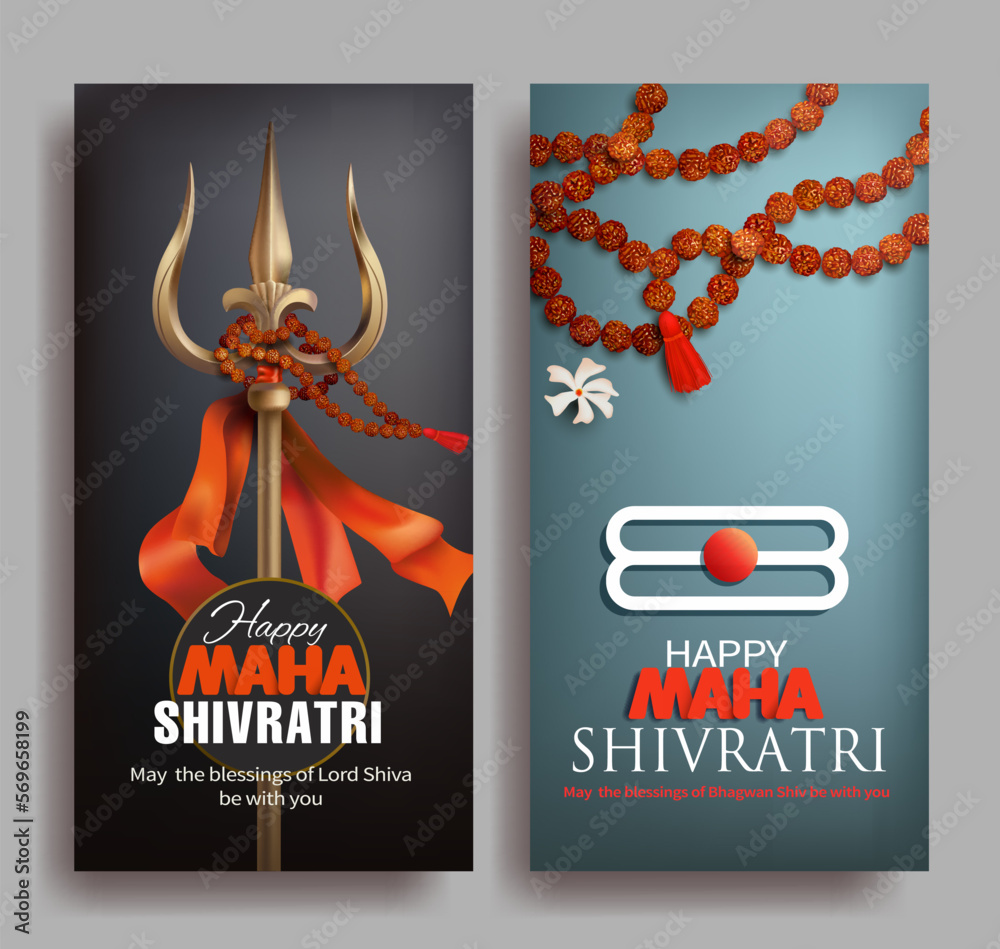Vertical banners for Maha Shivratri, a Hindu festival celebrated of ...