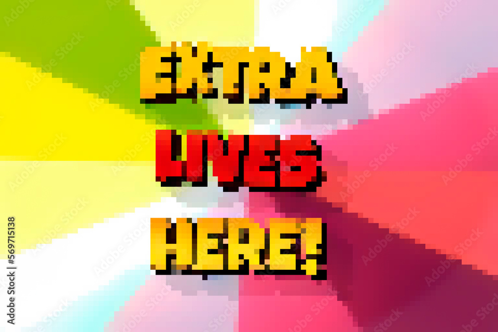 Pixel art: the funny colorful text message Extra lives here!, from a ...