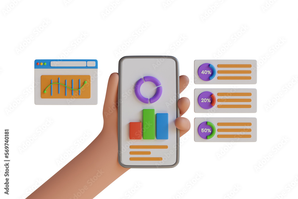 Data analytics ui dashboard design with chart. Set of circle percentage ...