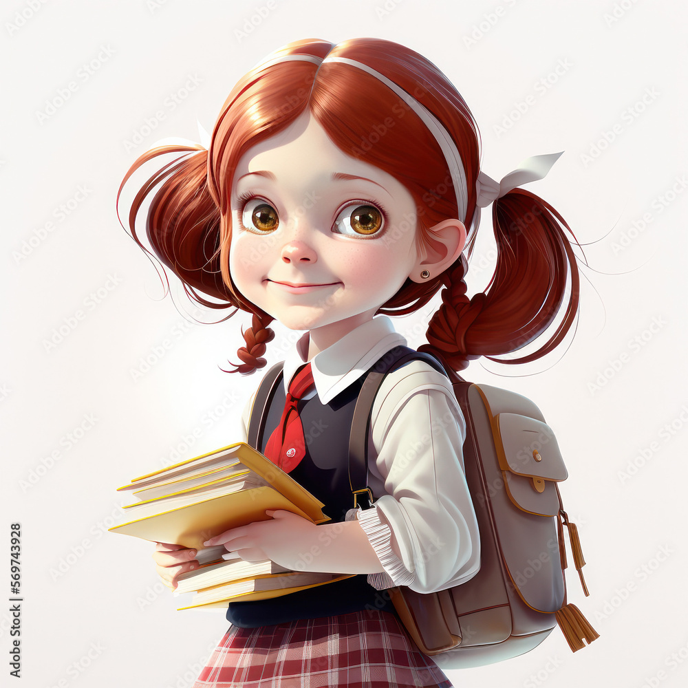 Cute schoolgirl (AI Generated) Stock Illustration | Adobe Stock