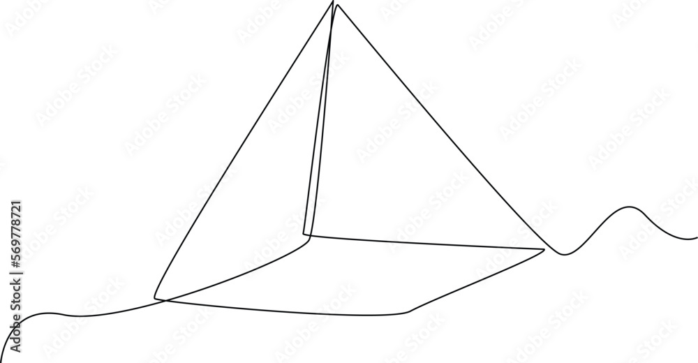 Continuous one line drawing square pyramid. Geometric shape concept ...